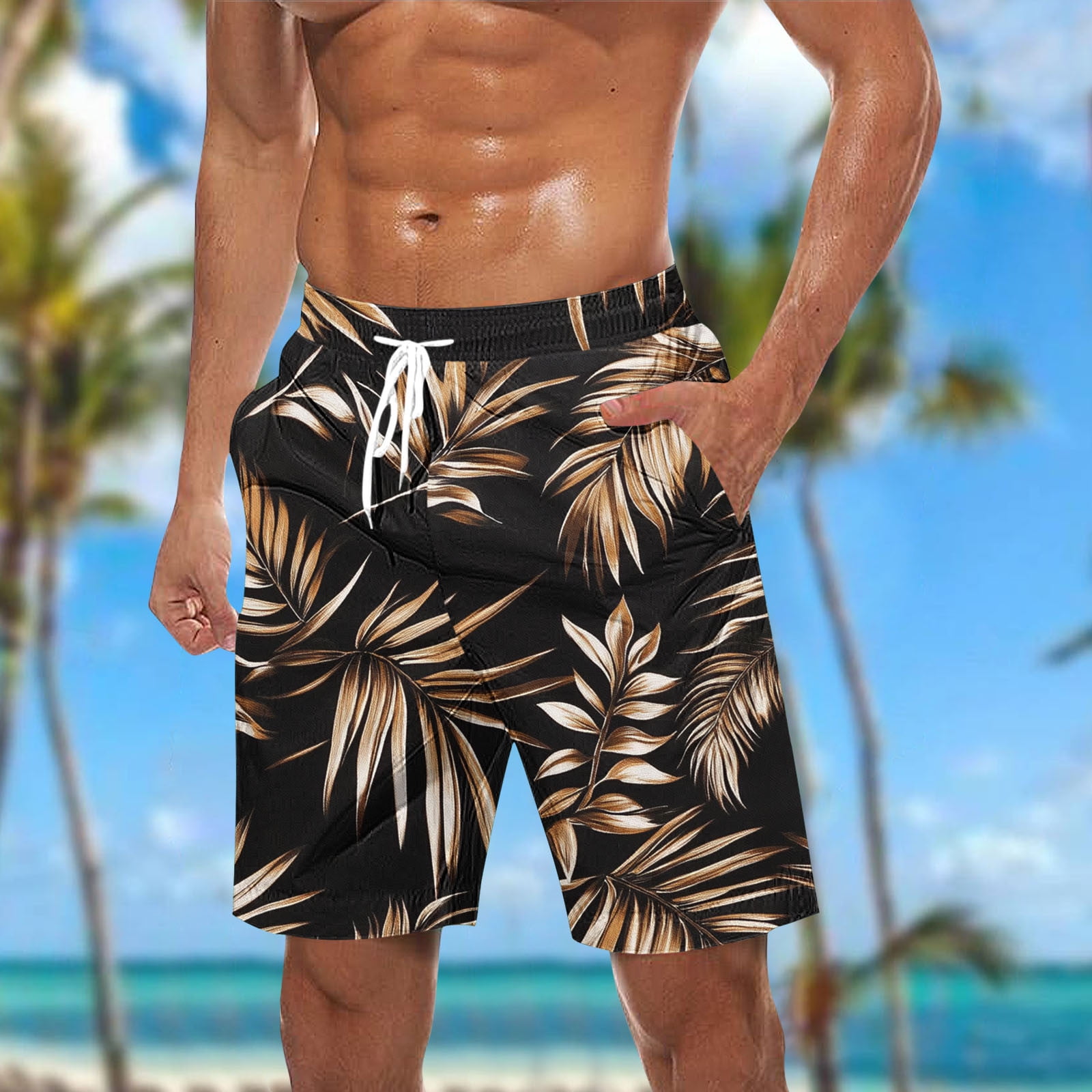 Xysaqa Big & Tall Mens Swim Trunks Novelty Tropical Printed Swimming ...