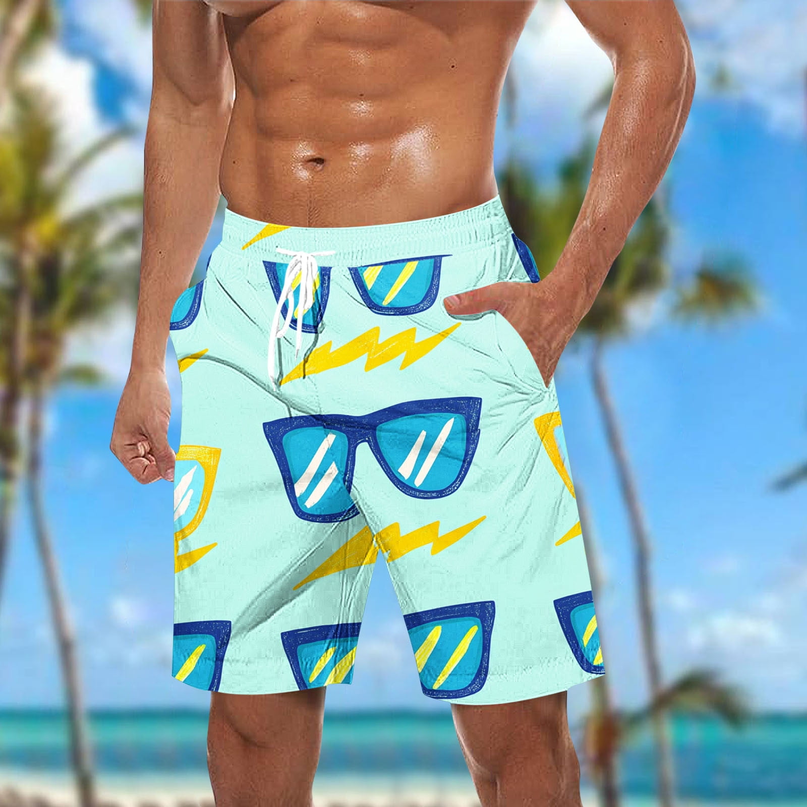 Xysaqa Big & Tall Mens Swim Trunks Novelty Tropical Printed Swimming ...