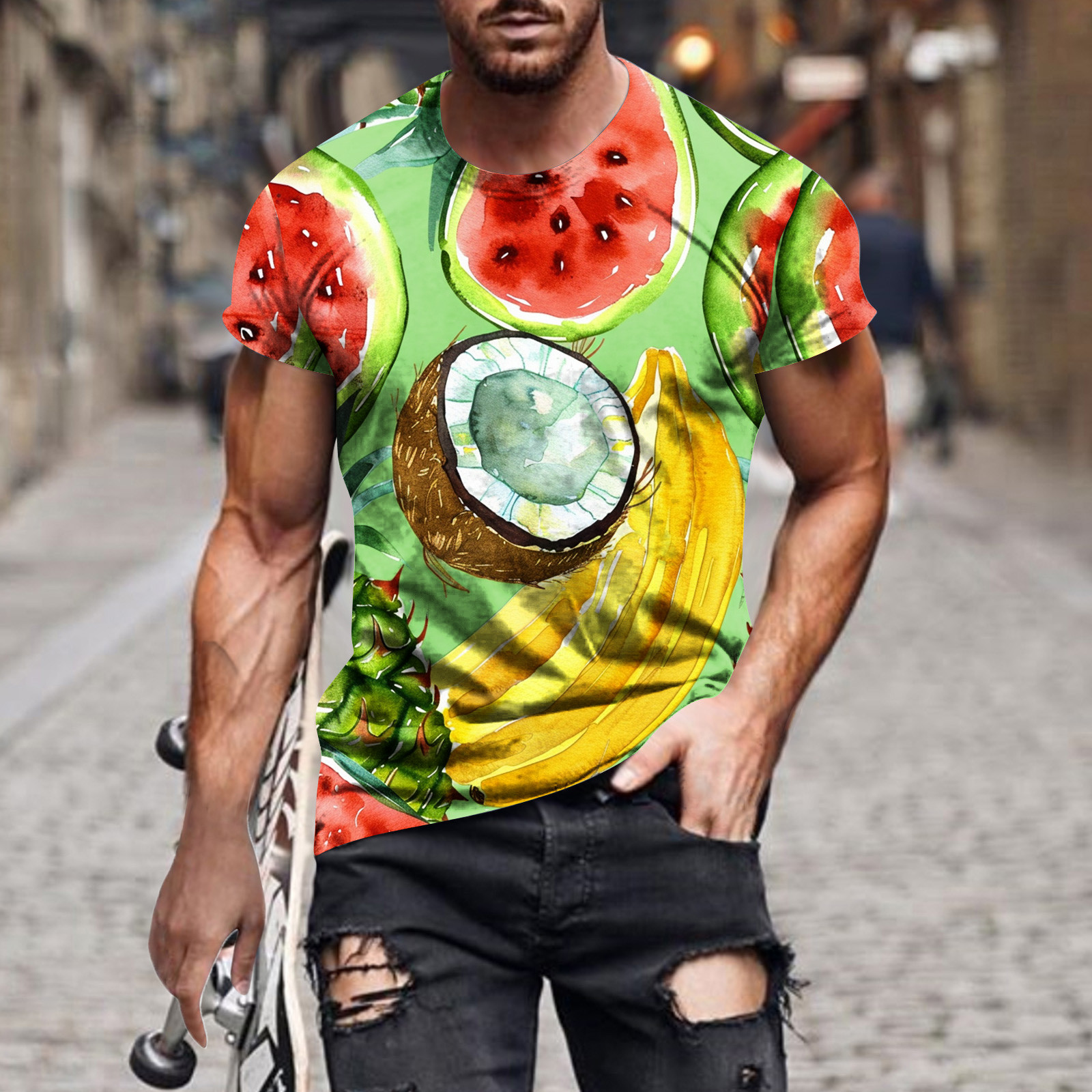 Njoeus Black T Shirts For Men Mens White Tee Shirts Cool Pineapple Graphic T-Shirts For Men ...