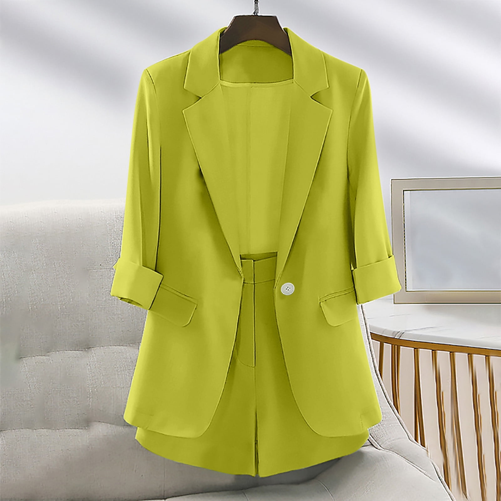 Xysaqa Blazer Shorts Sets for Women Elegant 2 Piece Business Outfits ...