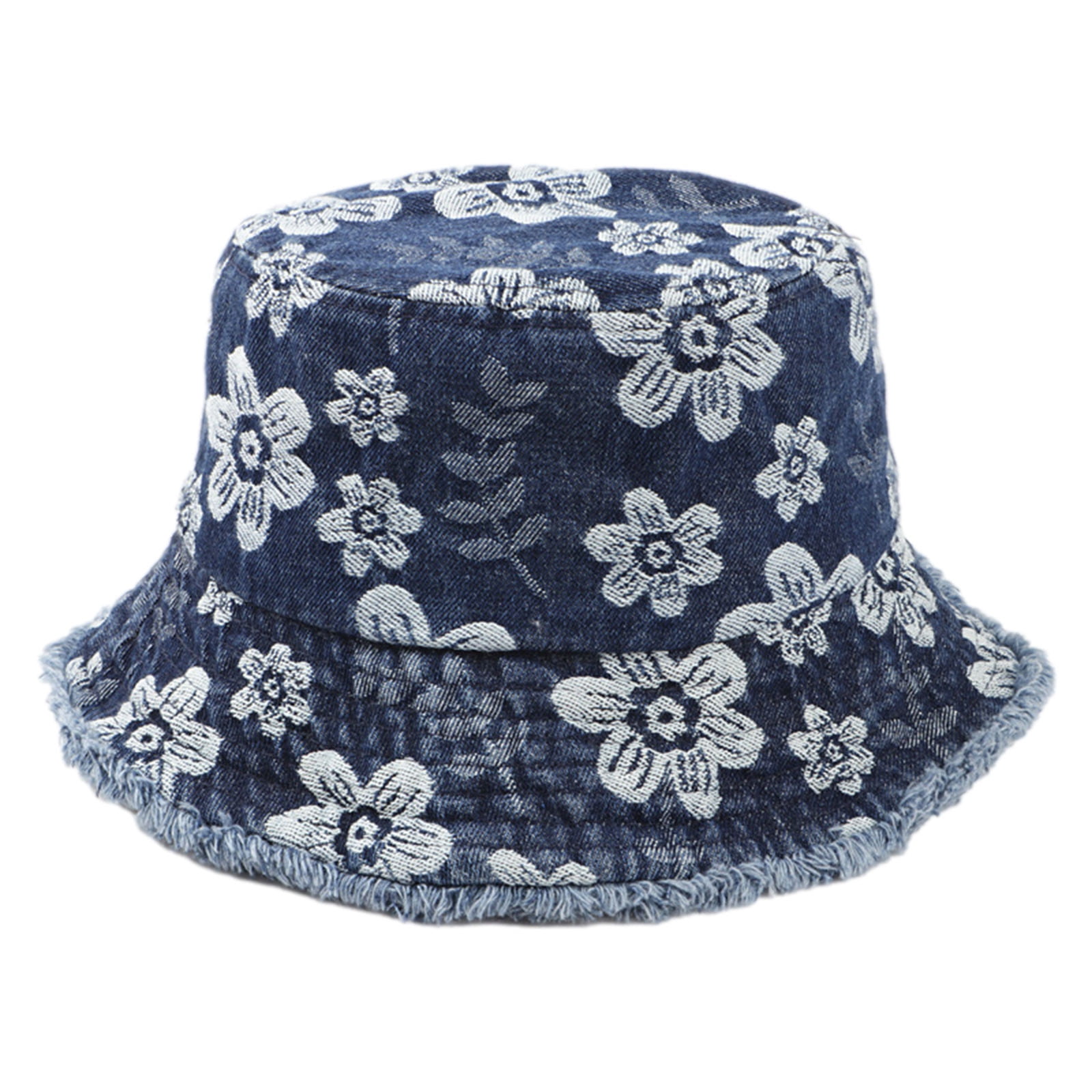 Xysaqa Frayed Bucket Hats for Women Girls Fashion Packable Washed Denim Cap Floppy Cute Boonie ...