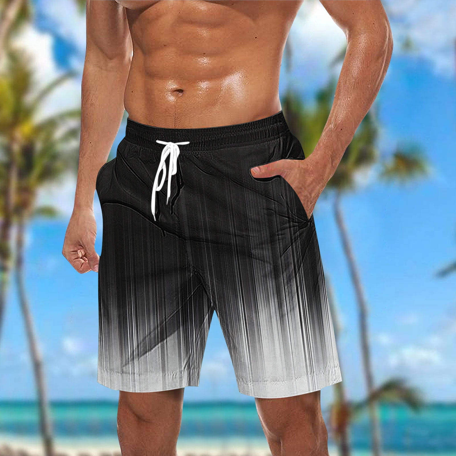 Xysaqa Gradient Color Mens Swim Trunks Big & Tall Bathing Suits ...