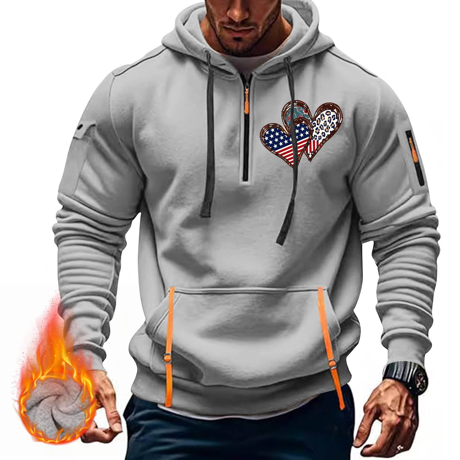 Xysaqa Hoodies for Men Graphic American Flag Print, Men's Novelty Hoodie Pullover Tops Spring ...