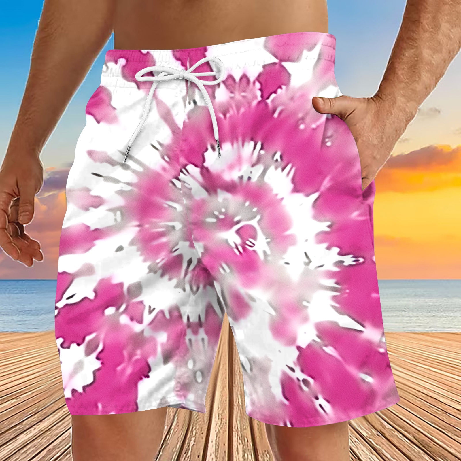 Xysaqa Men's Big & Tall Swim Trunks Swimsuits Men Fashion Tie-Dyed ...