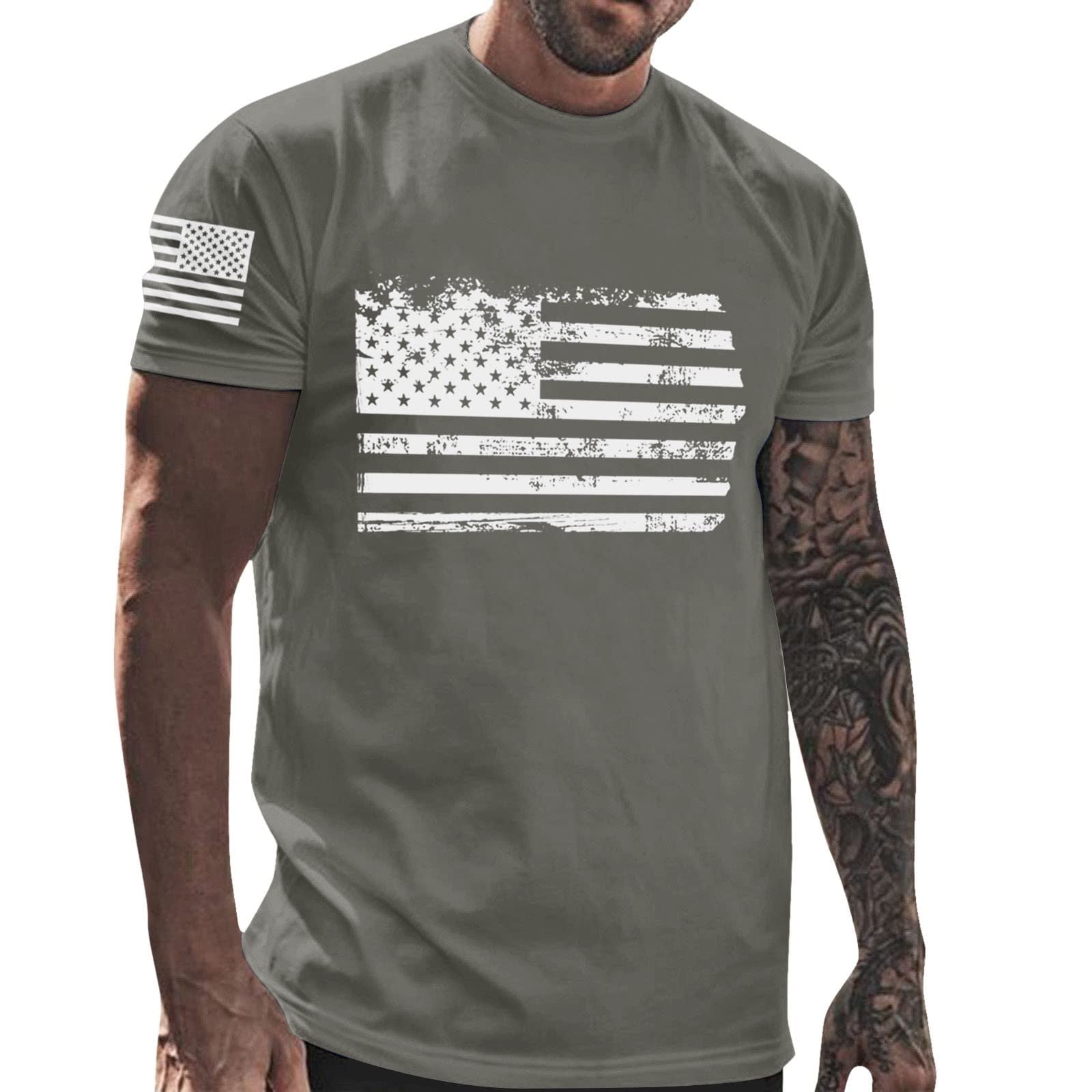 Xysaqa Men's American Flag T-Shirts Short Sleeve Graphic Tee USA Flag ...