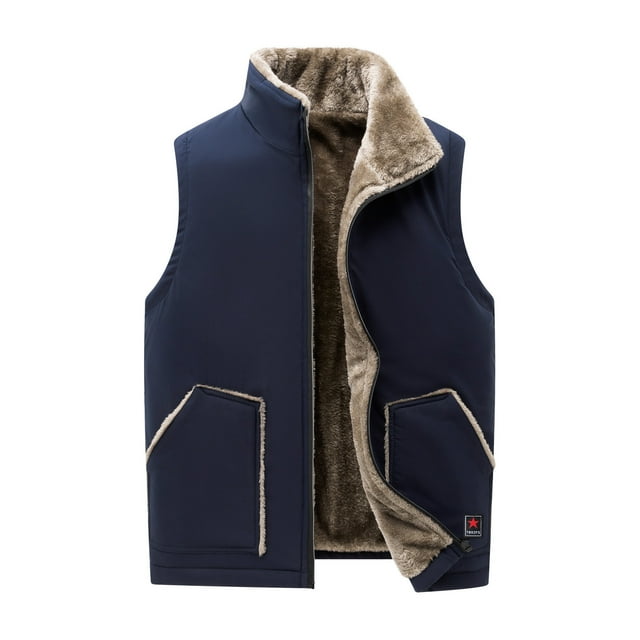 Xysaqa Men's Casual Winter Fleeces Lined Vests Full Zip Outdoor Vests ...