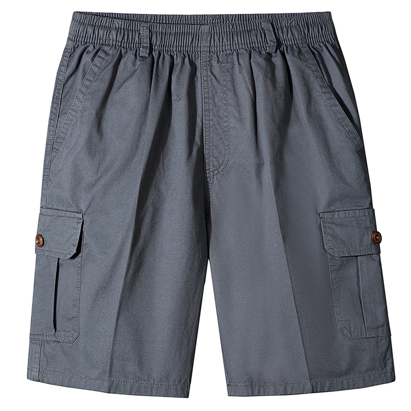 Xysaqa Men's Classic-Fit Cotton Casual Cargo Short, Men Full Elastic ...
