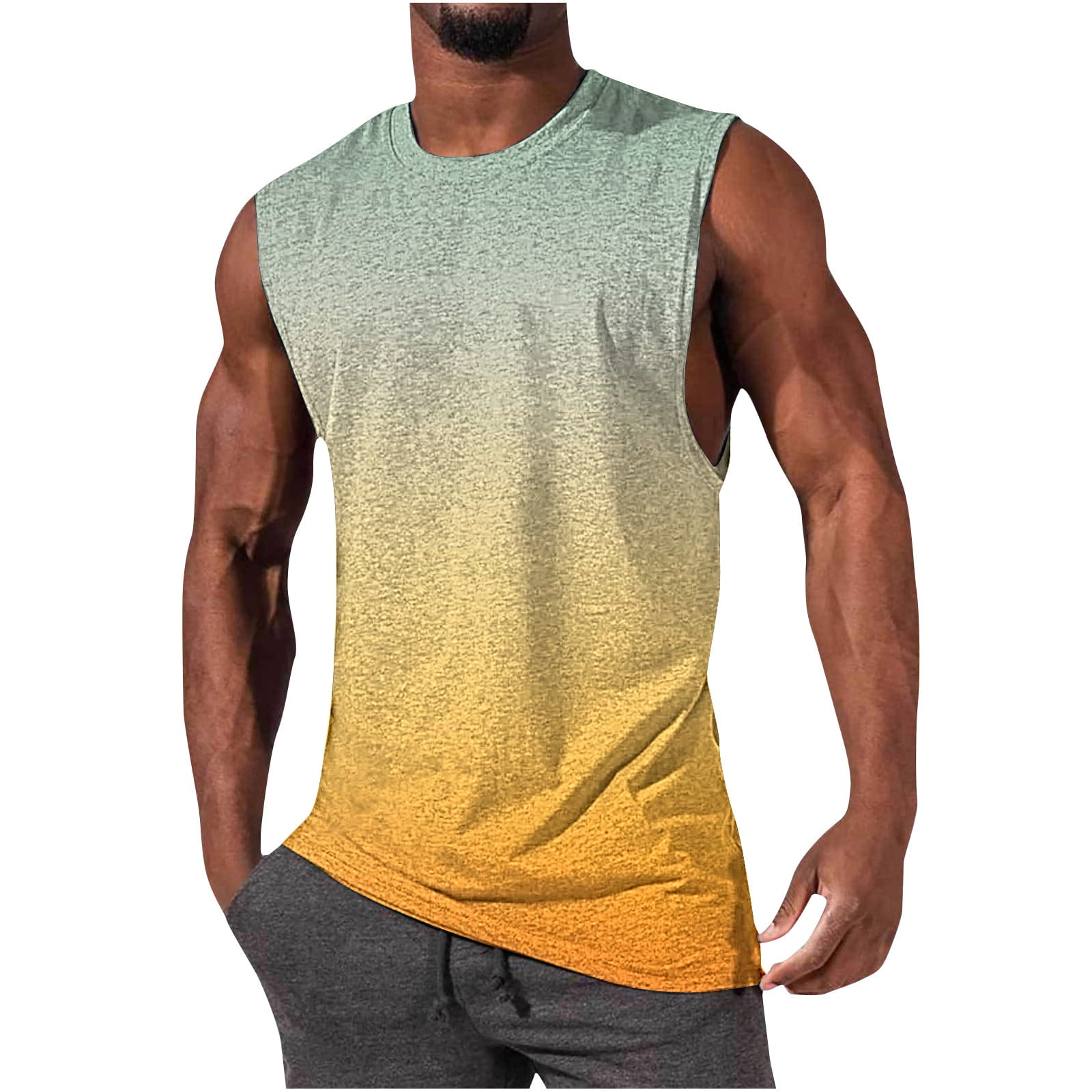 Xysaqa Men's Fashion Gradient Muscle Tank Tops, Mens Gym Bodybuilding ...