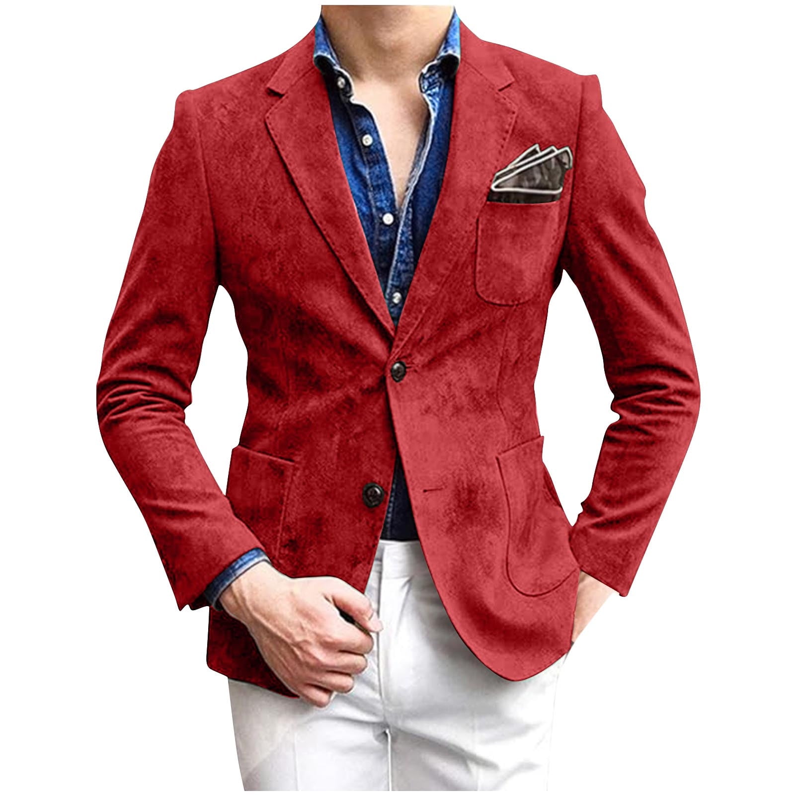 Xysaqa Men's Vintage Suede Suit Blazer Jacket Mens Fashion Casual Work ...