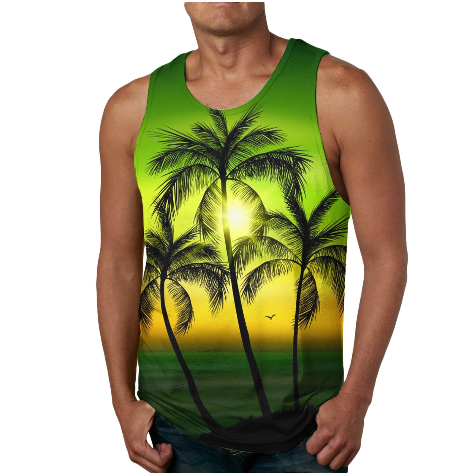 Xysaqa Mens 3D Funny Graphic Tank Tops, Summer Sleeveless Tee Hawaii Beach Shirt Novelty Gym ...