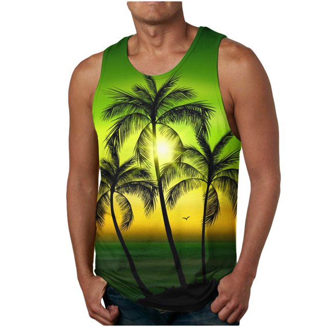 Xysaqa Mens 3D Funny Graphic Tank Tops, Summer Sleeveless Tee Hawaii Beach Shirt Novelty Gym ...