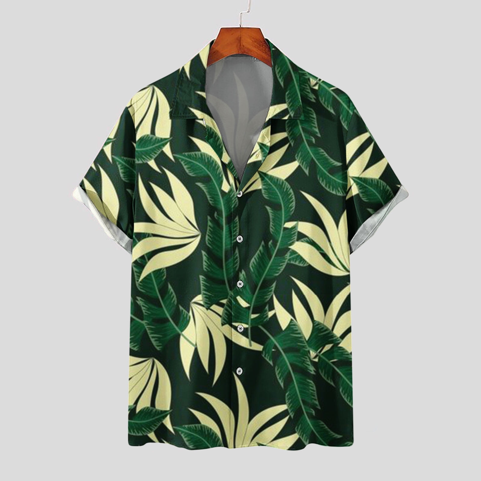 Xysaqa Mens Hawaiian Tropical Print Shirts Casual Short Sleeve Button ...