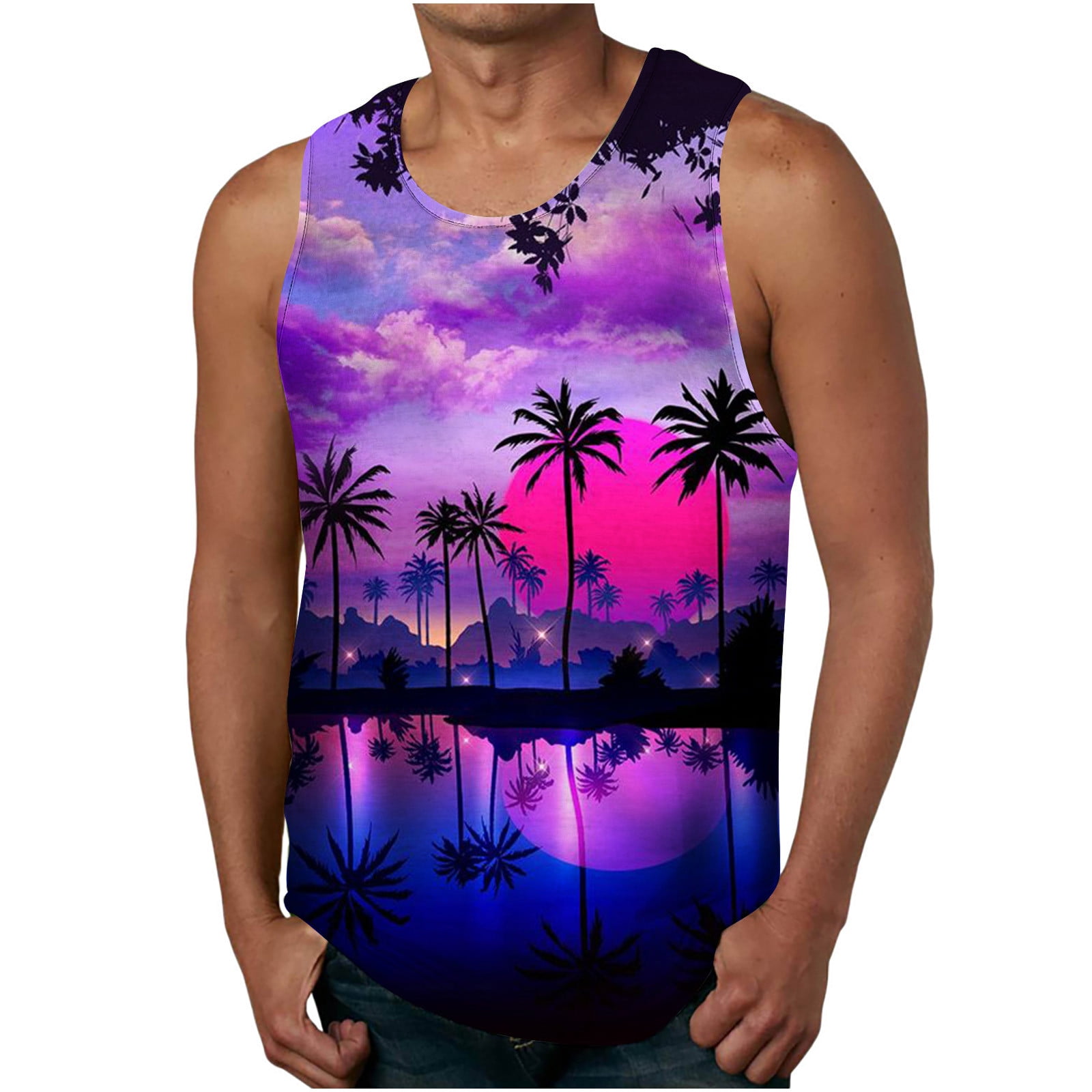 Xysaqa Mens Novelty 3D Graphic Tank Tops, Stretch Gym Workout Sleeveless Tee Summer Casual Beach ...