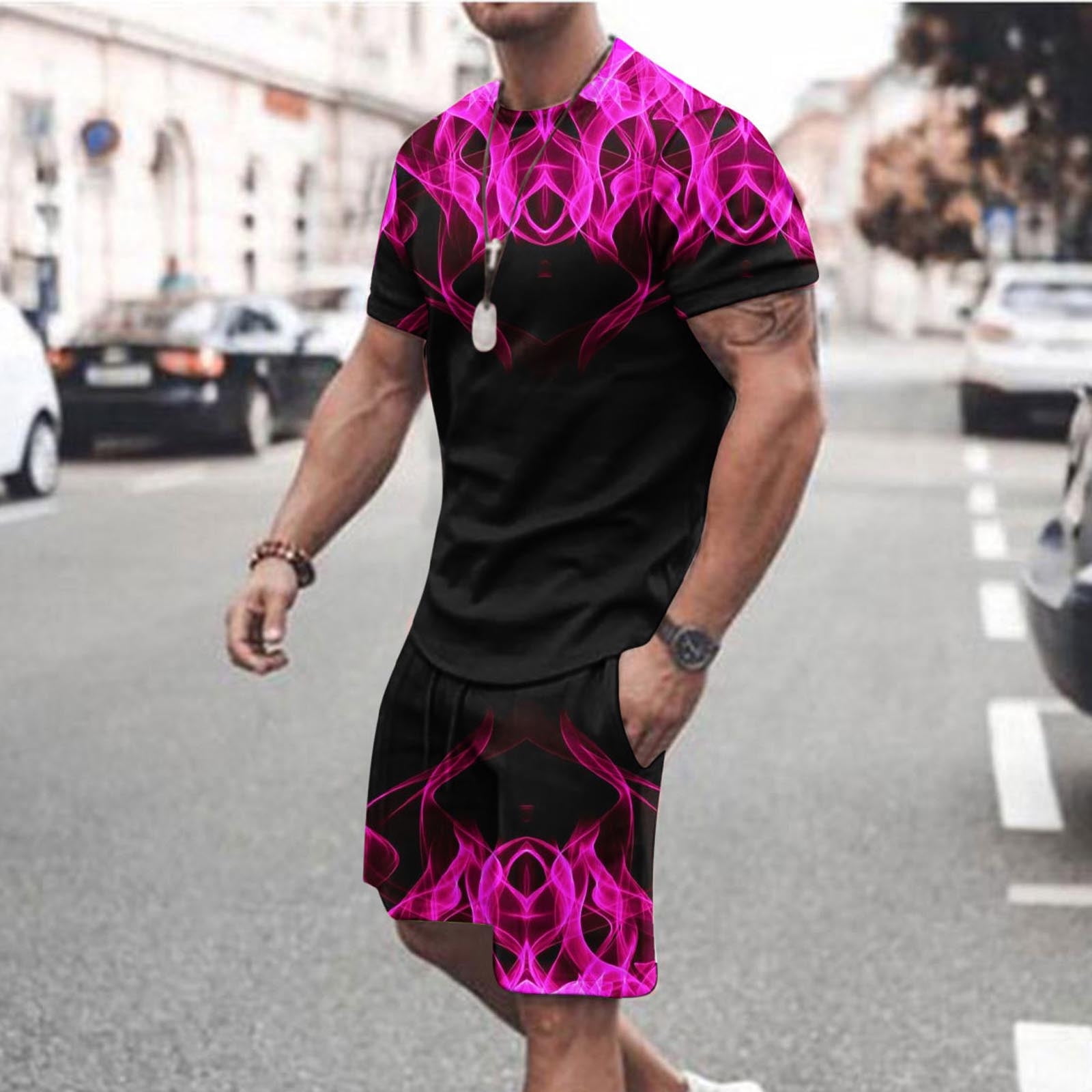 Xysaqa Mens Personality Sports Set Summer Outfit 2 Piece Set Short