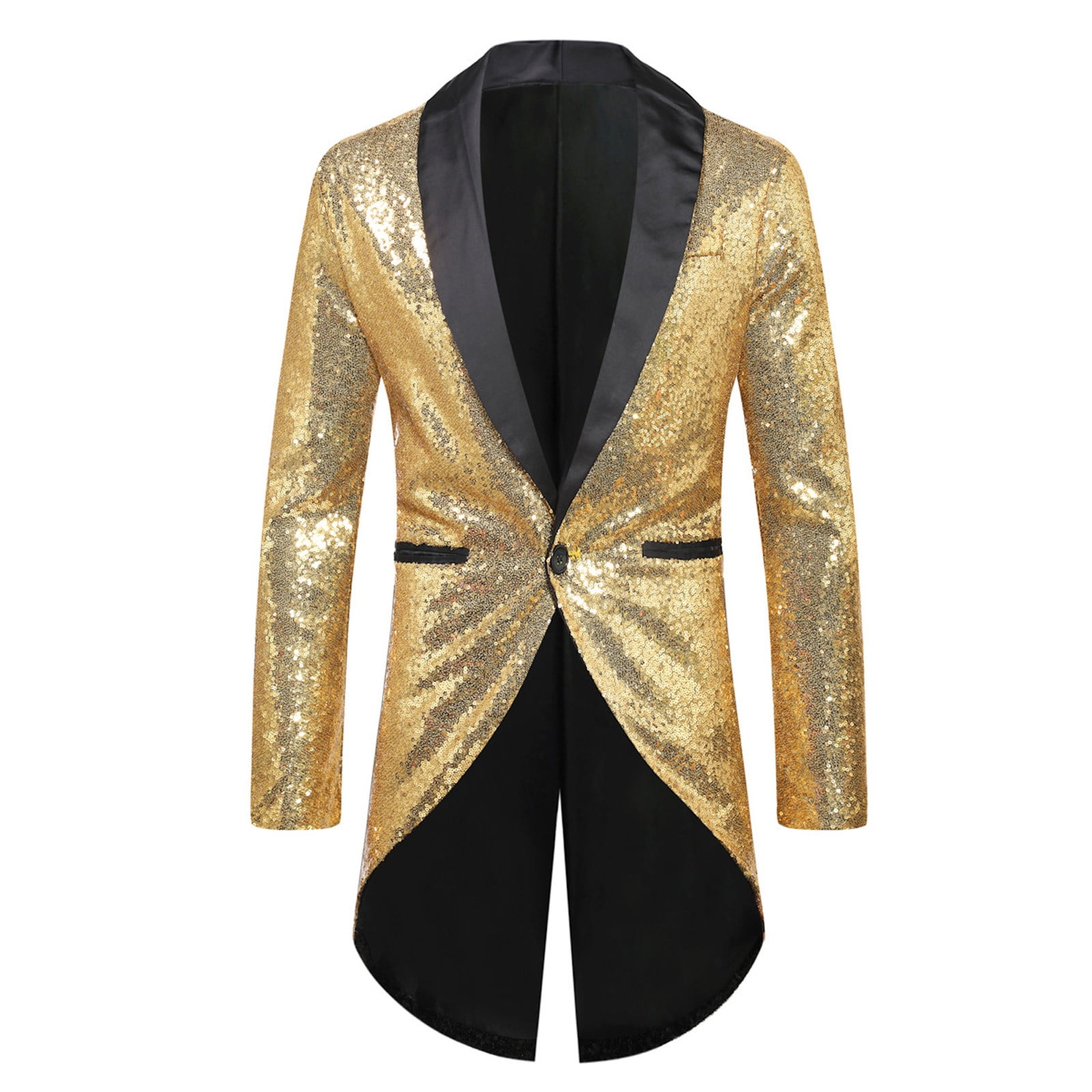 Xysaqa Mens Sequin Tailcoat Swallowtail Suit Jacket Blazer Party ...