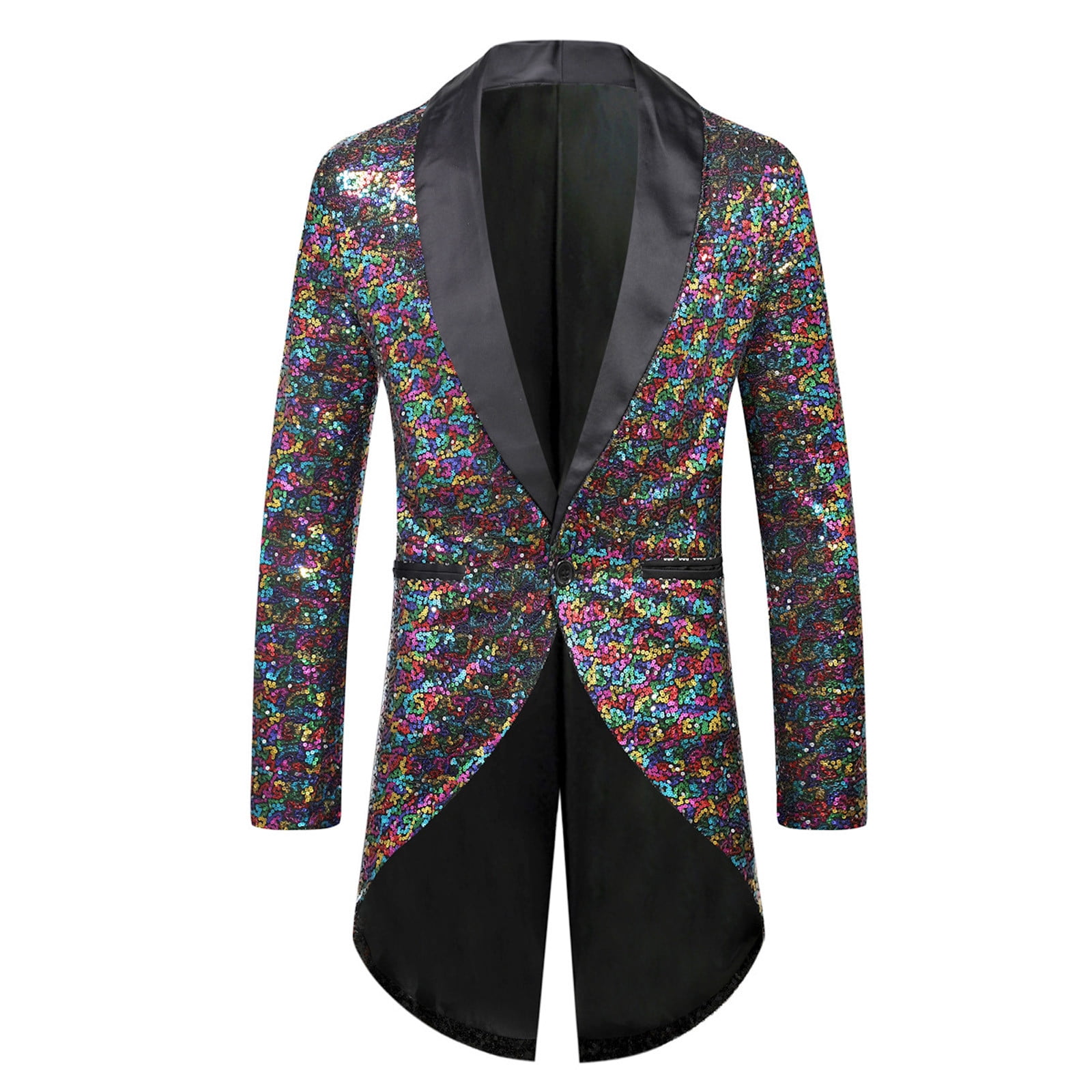 Xysaqa Mens Sequin Tailcoat Swallowtail Suit Jacket Blazer Party ...