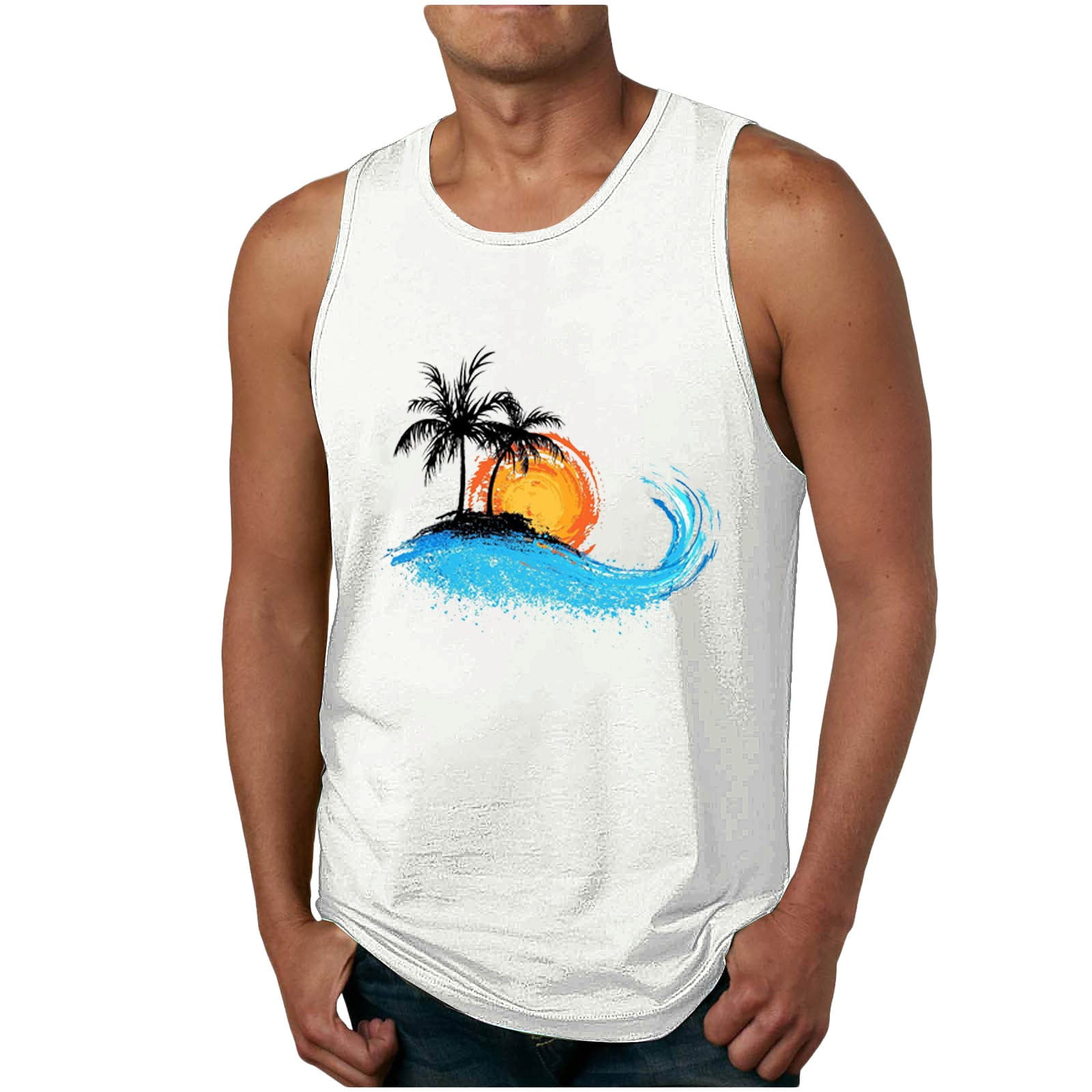 Xysaqa Mens Shirts Sleeveless Shirts for Men Men Graphic Tank Tops, Men ...
