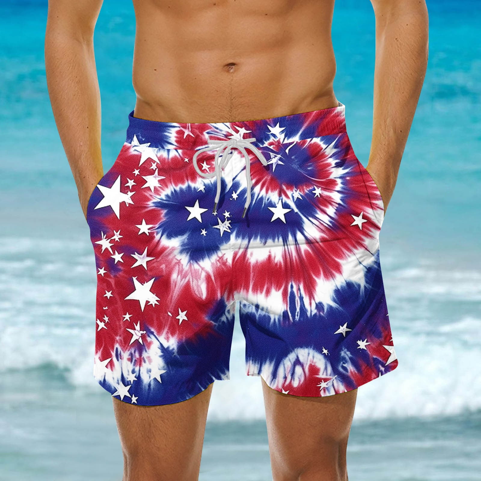 Xysaqa Mens Swim Trunks Big & Tall Bathing Suits Swimwear USA American ...