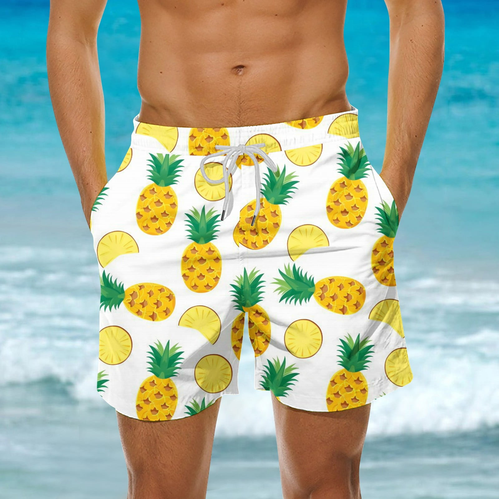 Xysaqa Mens Swim Trunks Funny Pineapple Swim Shorts Bathing Suit Swimwear Men Big And Tall Board