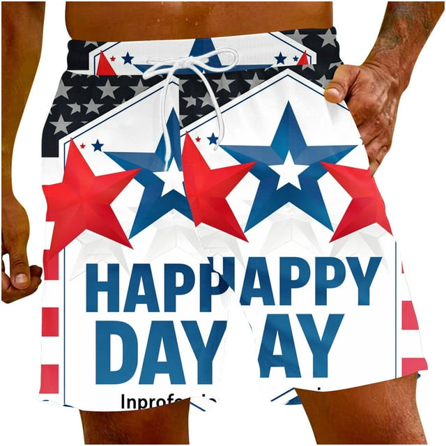 Xysaqa Mens Swim Trunks Swimsuit Mens Fashion American Usa Flag Swim