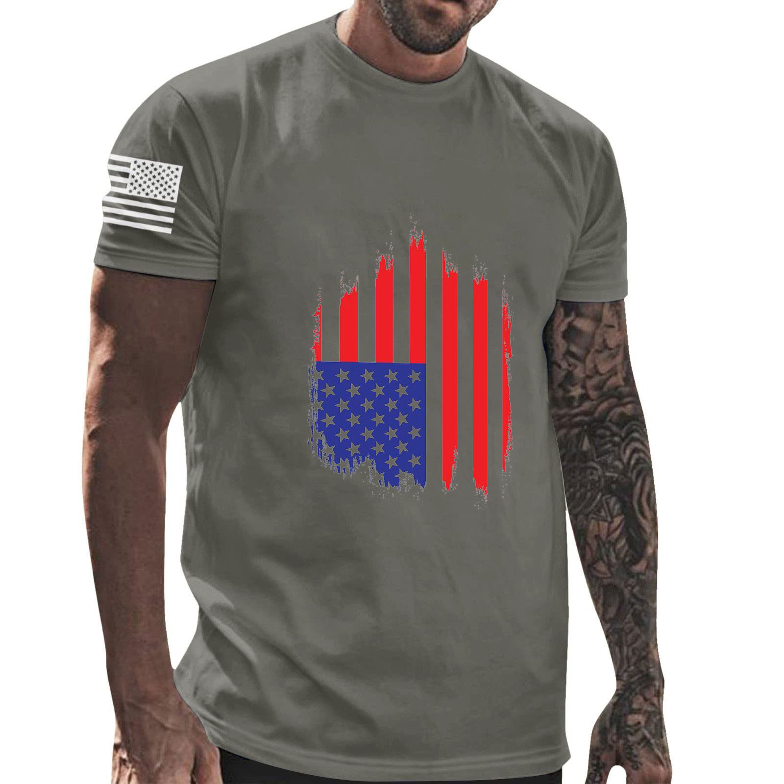 Xysaqa Mens T-Shirts Muscle Shirts for Men Mens American Flag Tshirt ...