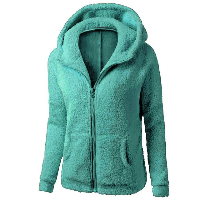 Xysaqa Plus Size Fleeces Jacket for Women, Womens Warm Winter Zip Up Hooded Teddy Coat Outerwear ...
