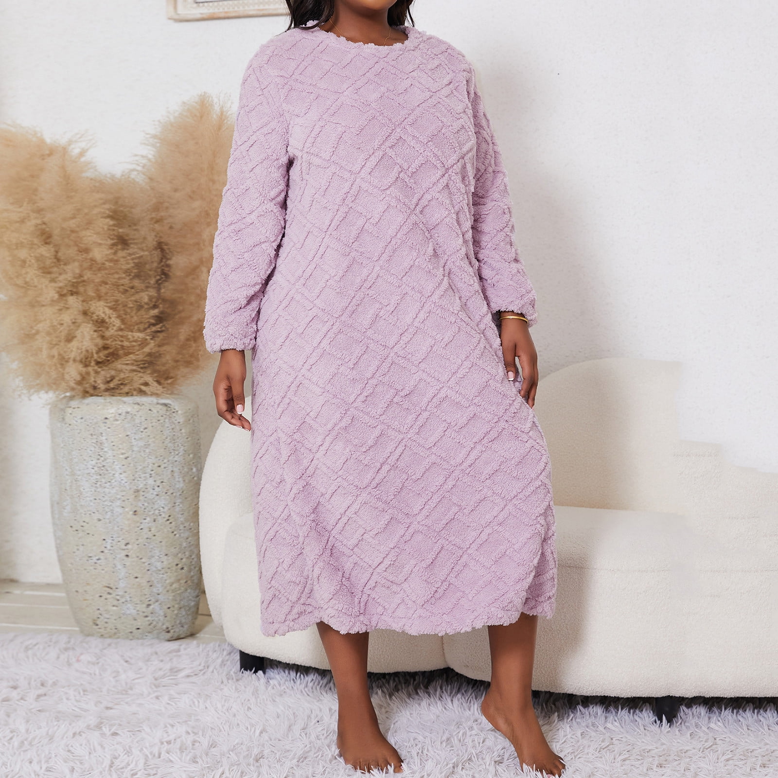 Xysaqa Plus Size Nightgowns for Womens Warm Thicken Winter Sleepwear Oversized Long Fleece House ...