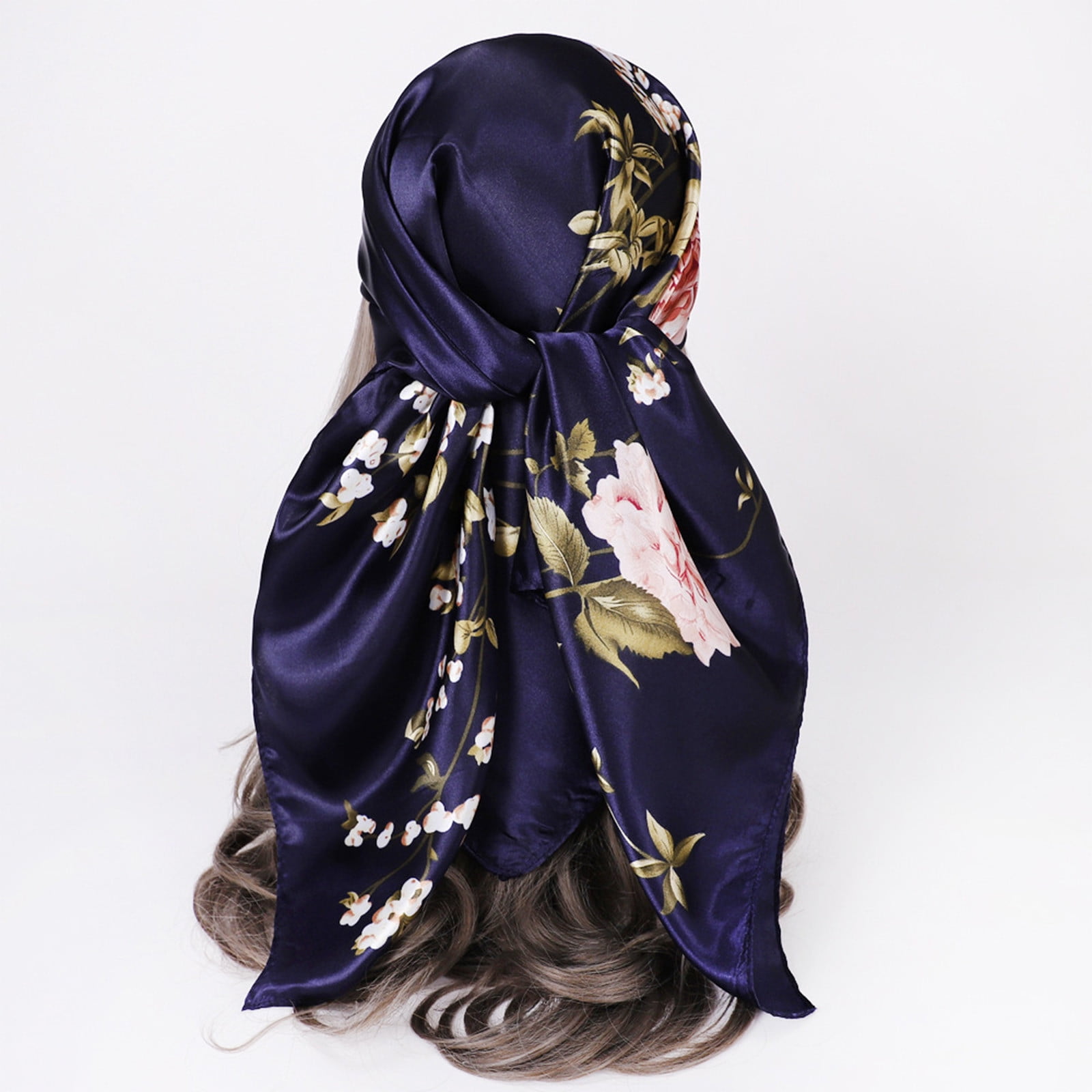 Xysaqa Silk Like Head Scarf, Women's 35" Satin Large Squared Hair ...