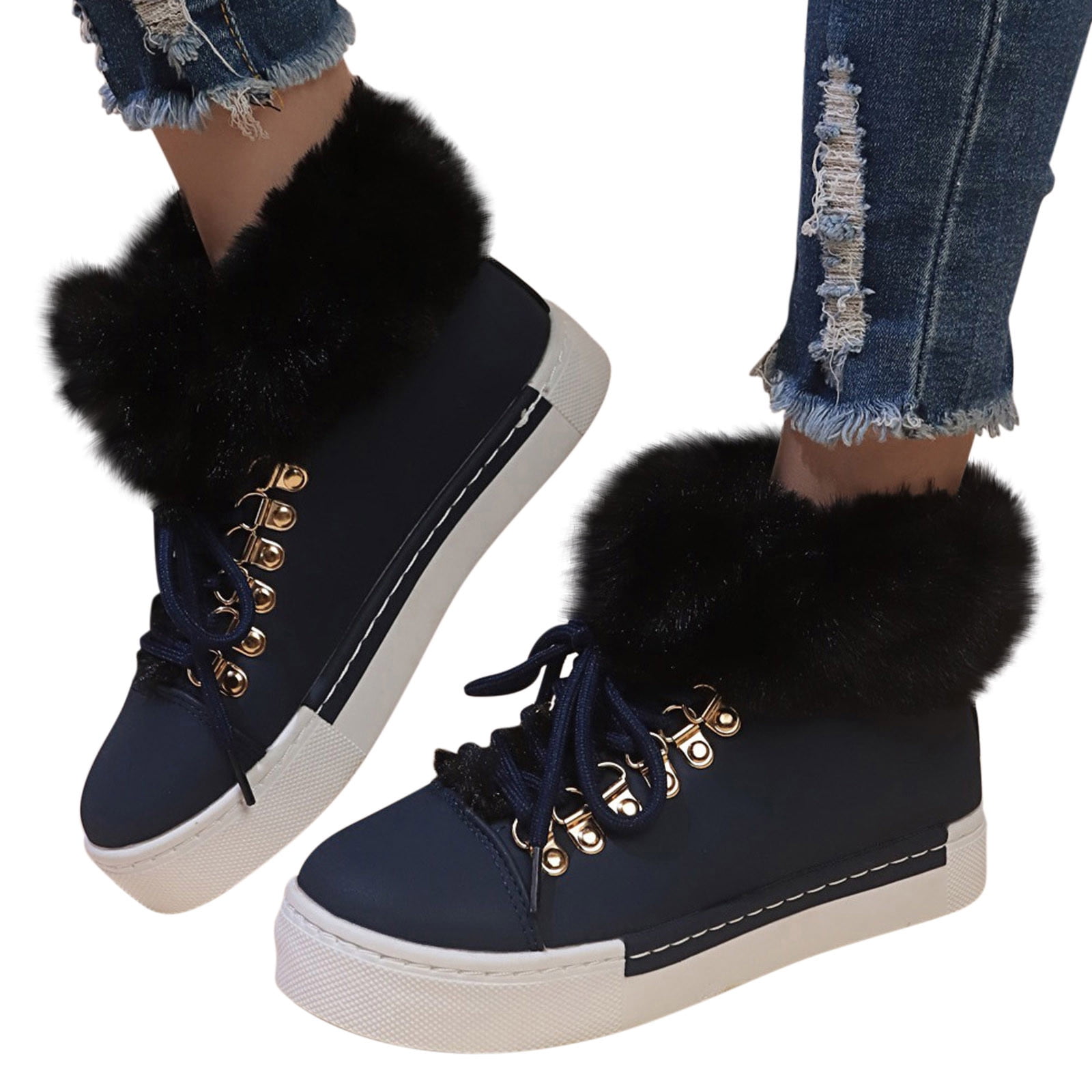 Xysaqa Slip on Outdoor Walking Womens Boots, Women Winter Dress Shoes ...