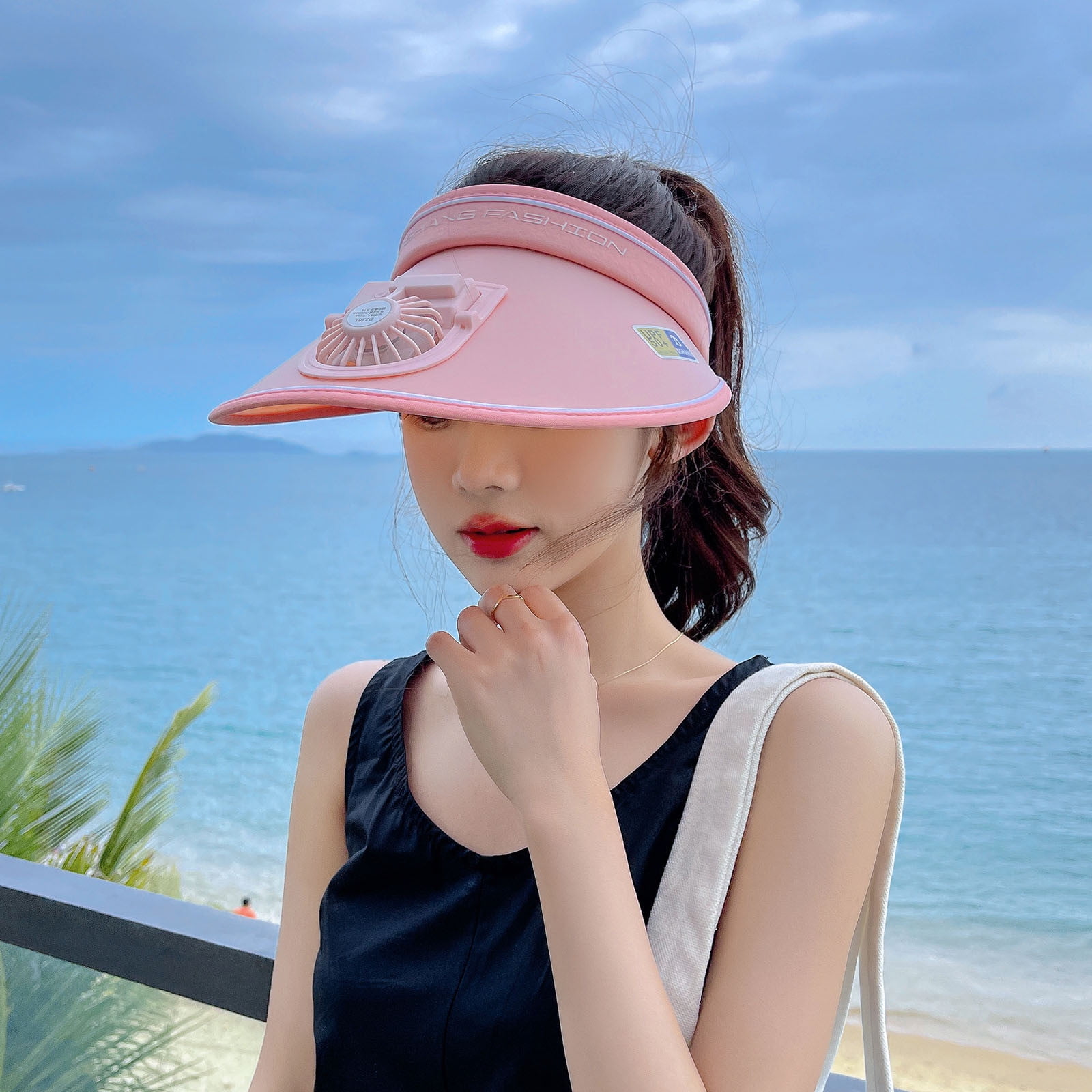 Xysaqa Sun Visor Hat for Women Men Summer Fan Cool Wide Brimmed Sun ...