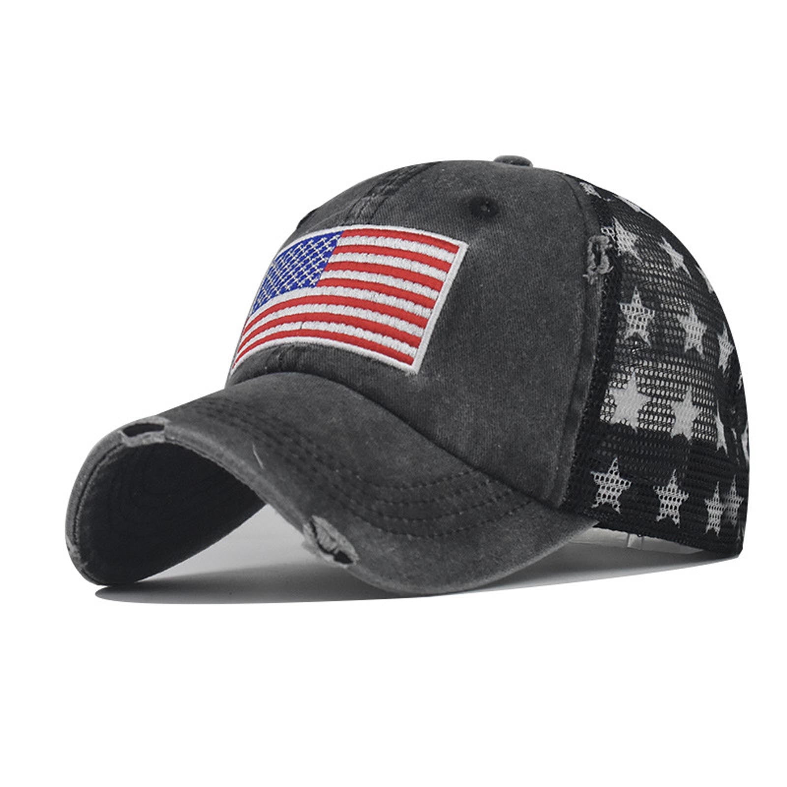 Xysaqa Unisex American Flag Baseball Cap Patriotic Mesh Cotton ...