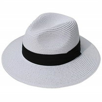 Yorcoten Summer Straw Beach Fedora Hat for Women Men Sun Panama Short ...
