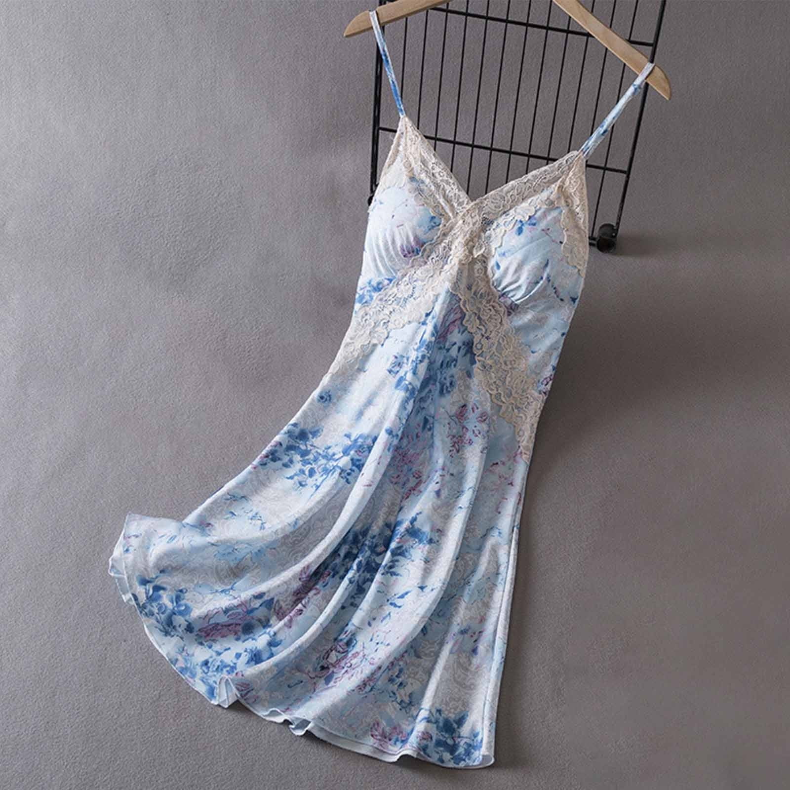 Xysaqa Women Sleepwear Sexy Lace V Neck Nightgown Mini Slip Chemise ...