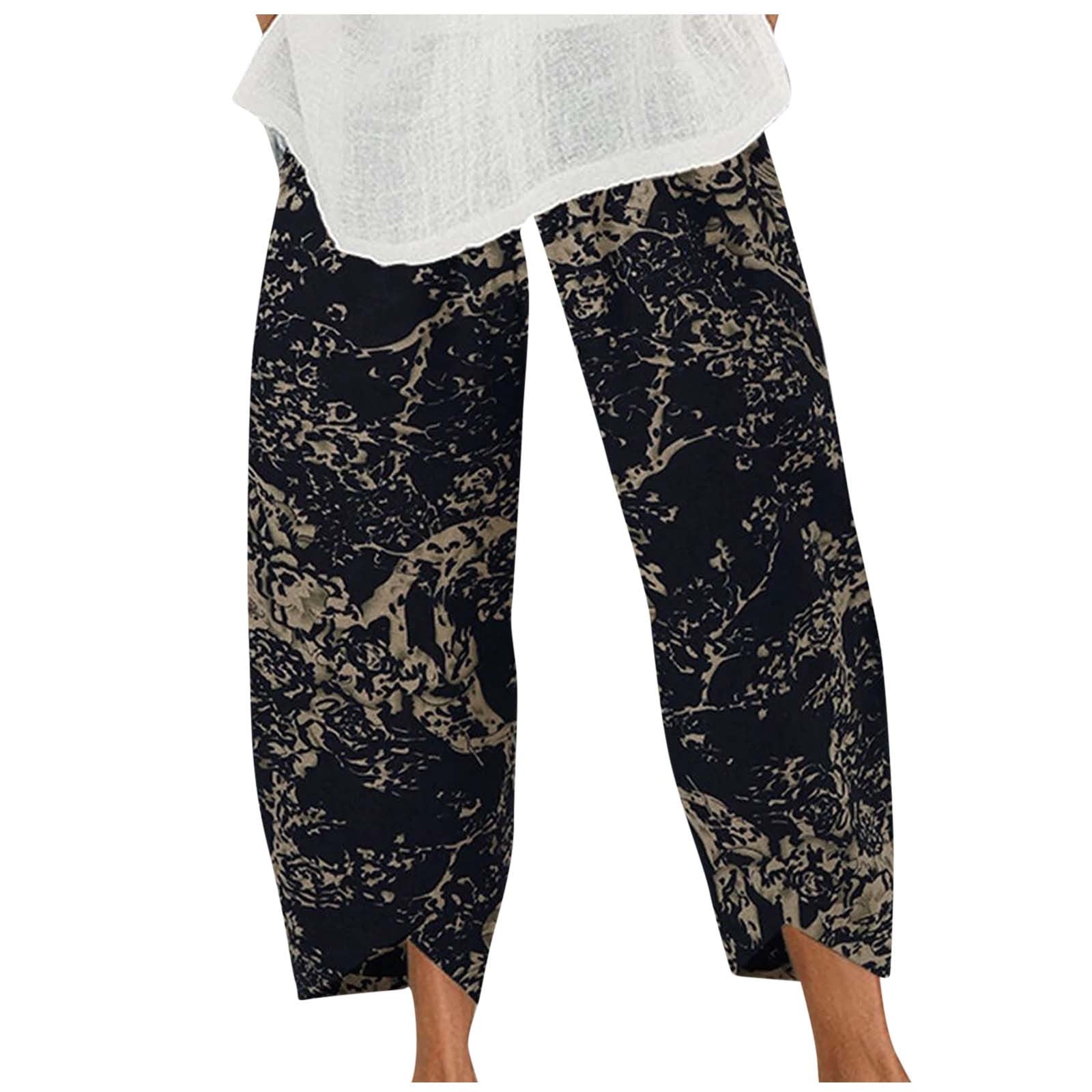 Xysaqa Women's Boho Baggy Harems Pants, Casual Linen Printed Hippie ...