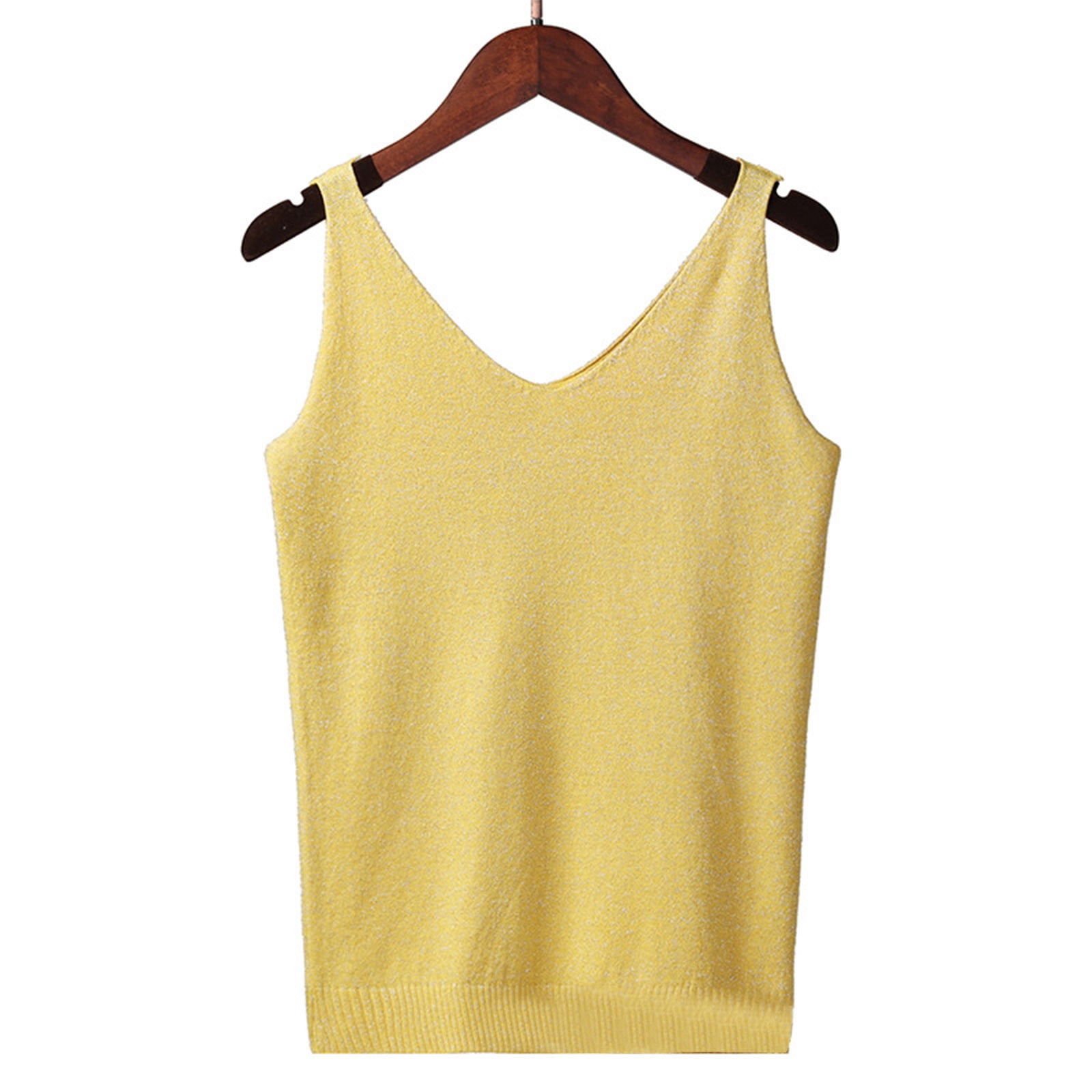 Xysaqa Women's Casual Knit Tank Top Sleeveless V Neck Cute Tee Tank ...