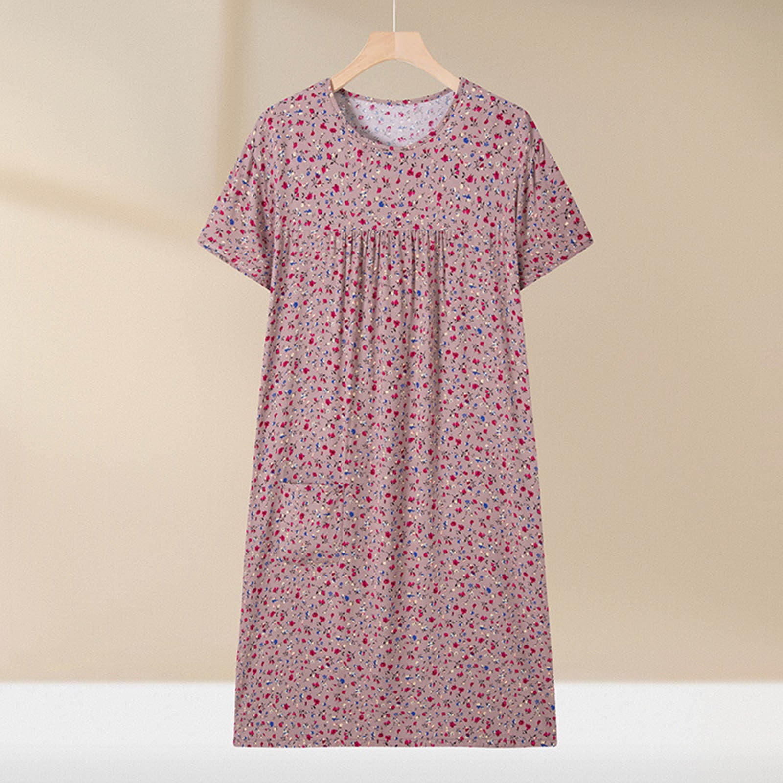 Xysaqa Women's Nightgowns Cooton Soft Short Sleeve Sleepshirts Floral ...