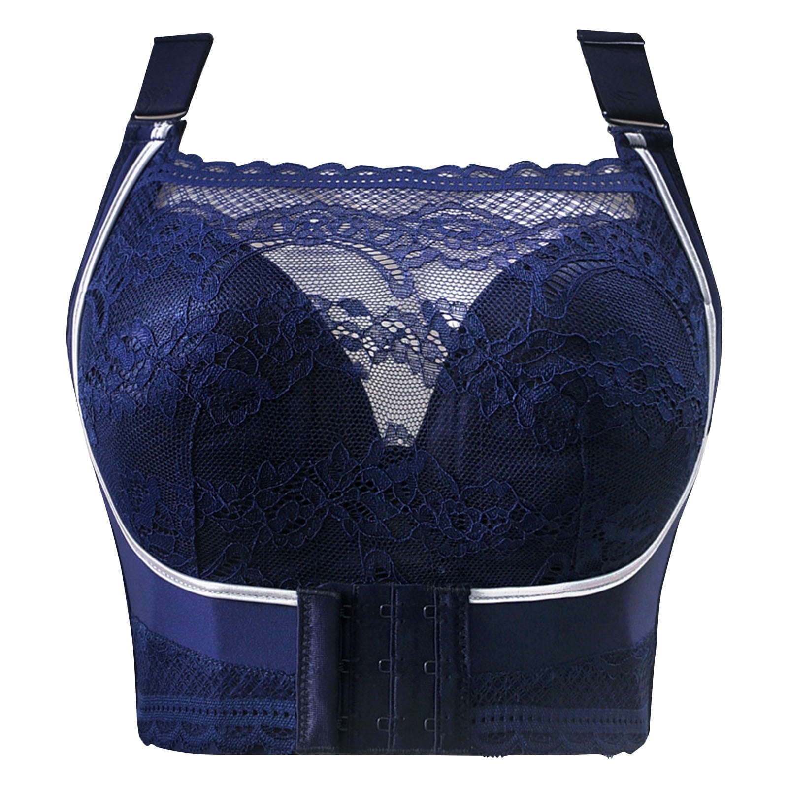 Xysaqa Women's Plus Size Bra Slimming Wireless Back & Front Buckle ...