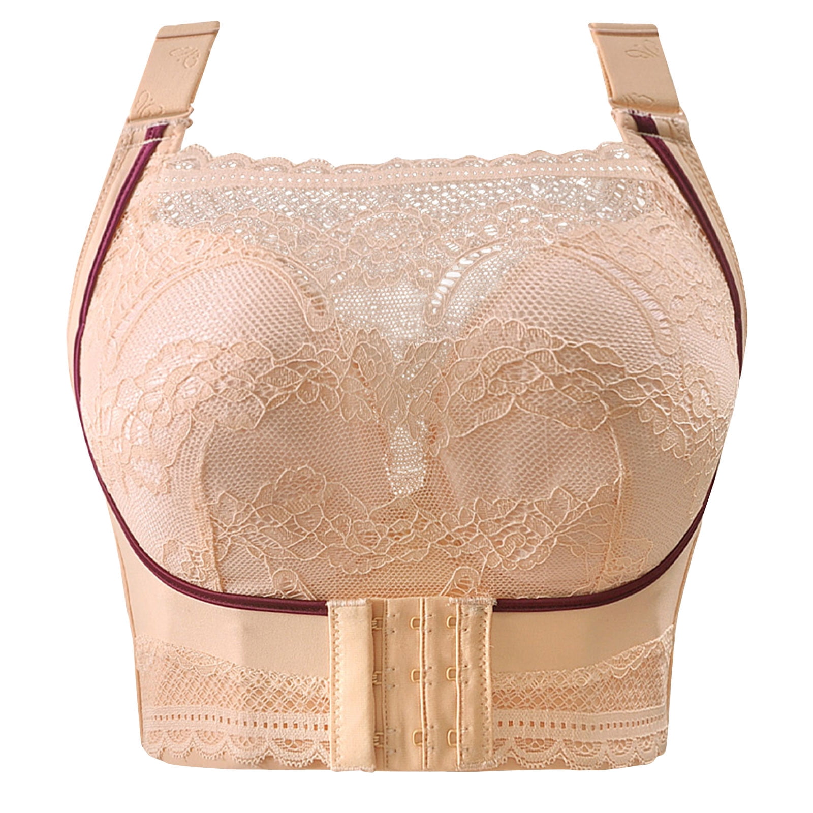 Xysaqa Women's Plus Size Bra Slimming Wireless Back & Front Buckle ...