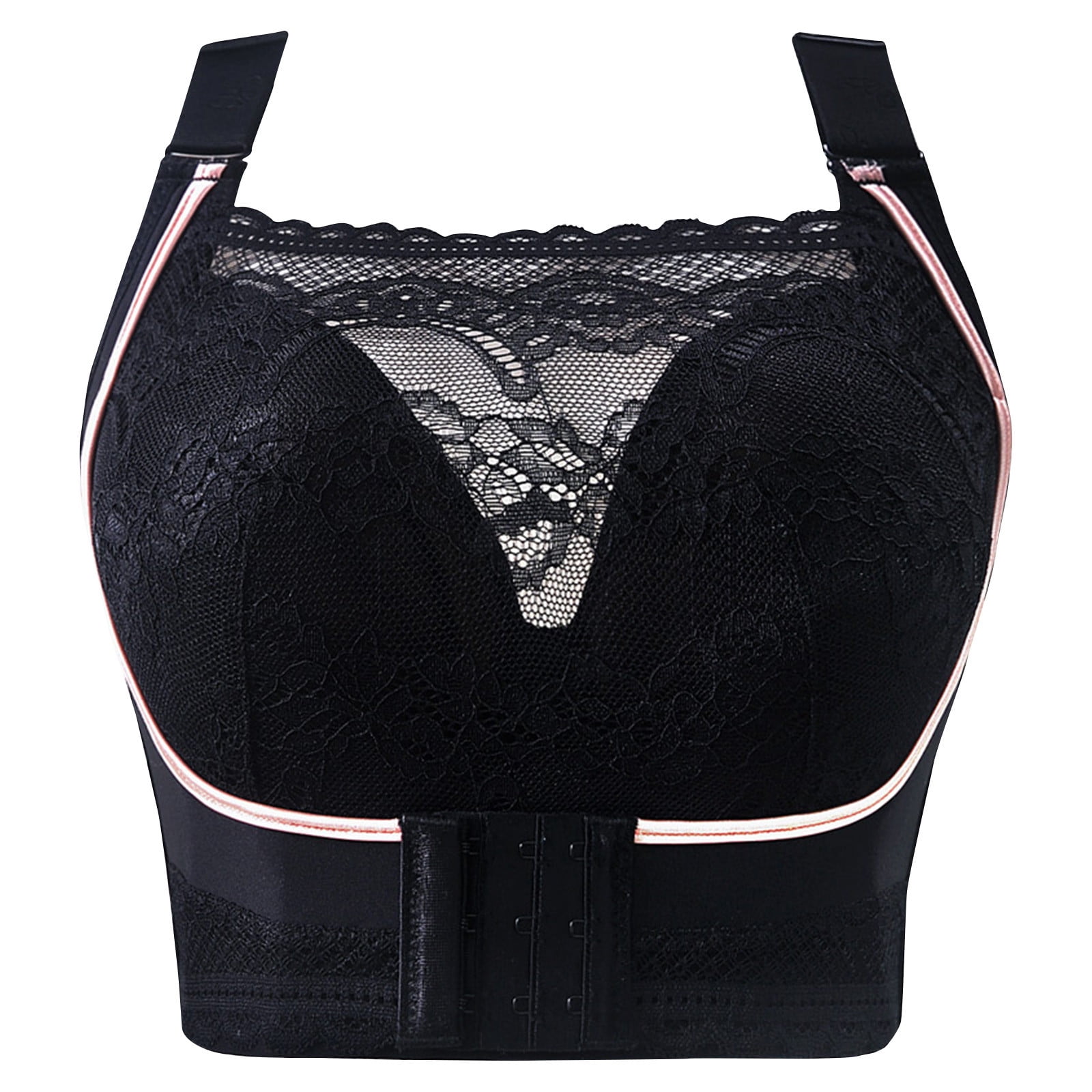 Xysaqa Women's Plus Size Bra Slimming Wireless Back & Front Buckle ...