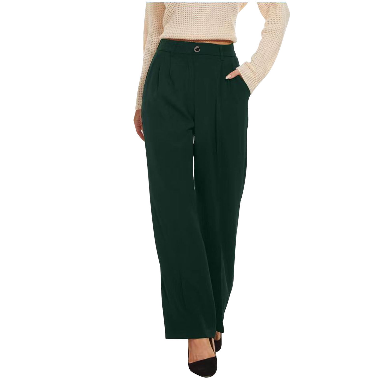 Xysaqa Womens High Waisted Wide Leg Pants Women Button Up Casual ...