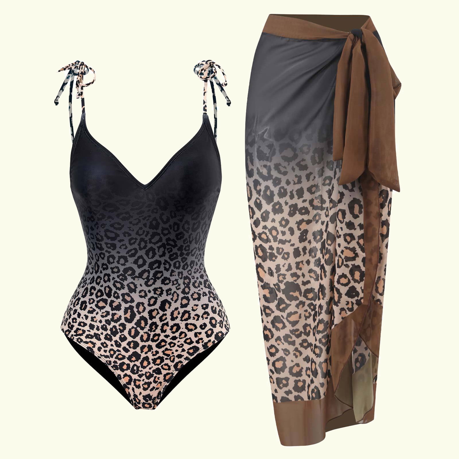 Xysaqa Womens One-Piece Leopard Print Swimsuits Tummy-Control Bathing ...