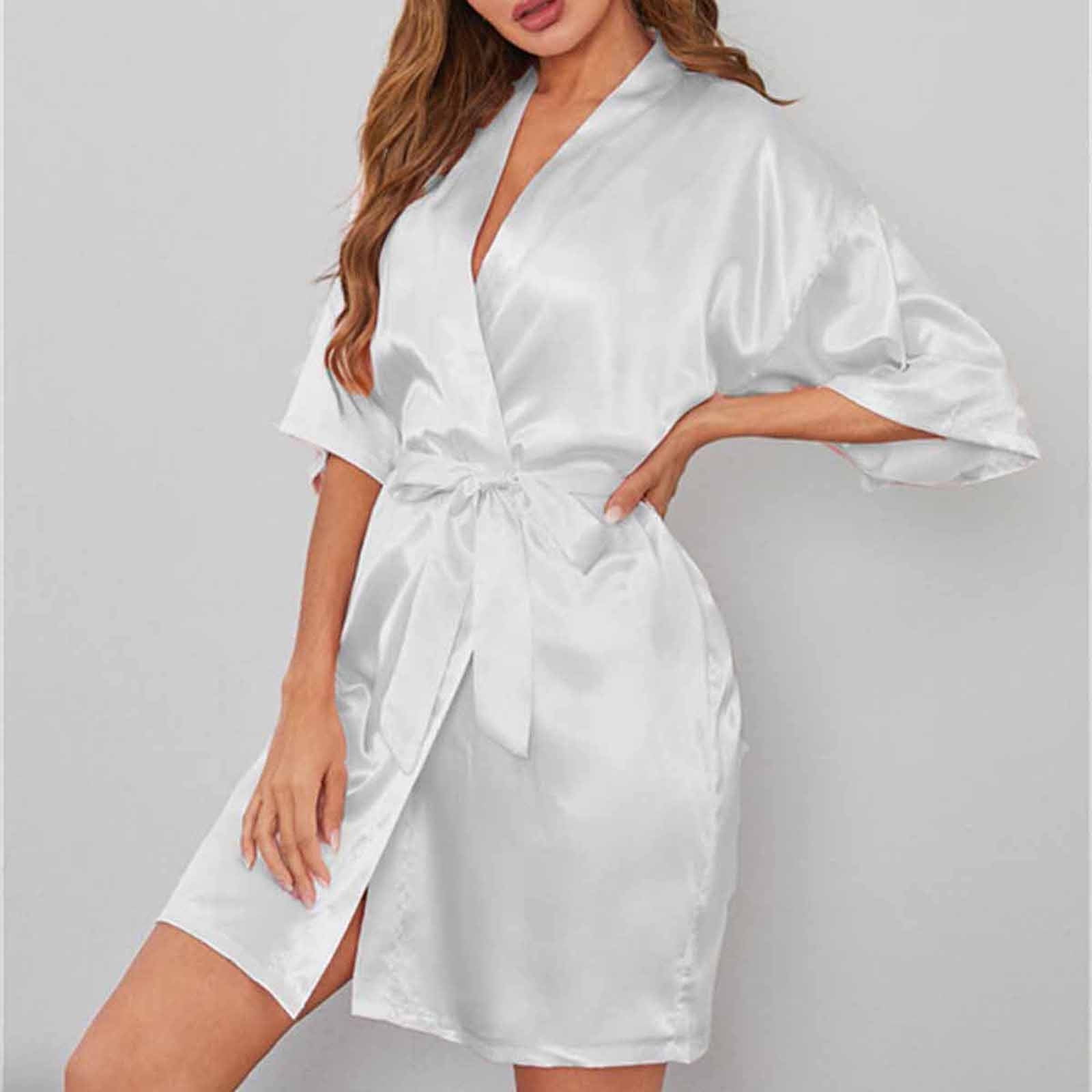 Xysaqa Womens Satin Silk Robe Women Lightweight Kimono Bathrobe Short ...