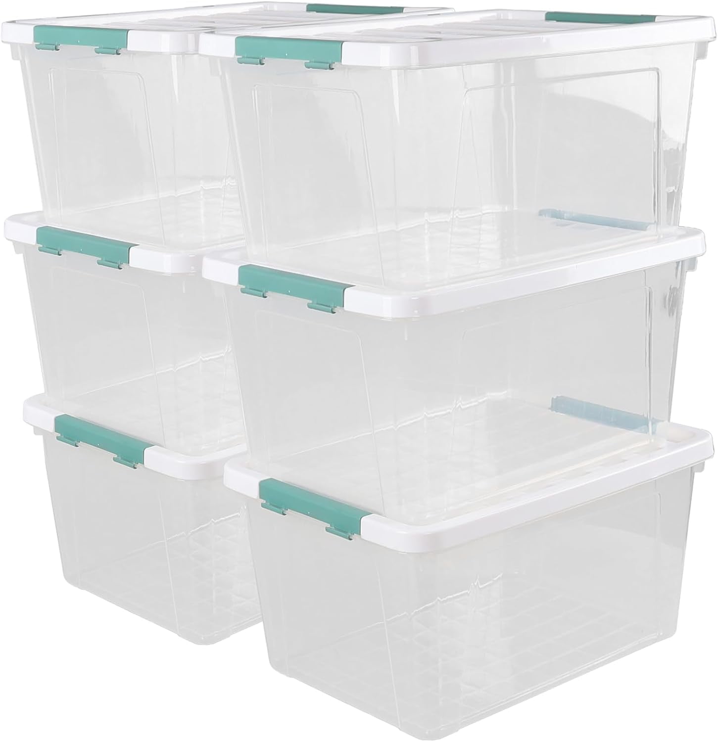 Xyskin 35 Quart Clear Large Storage Box, Plastic Storage Bins, Set of 6 ...