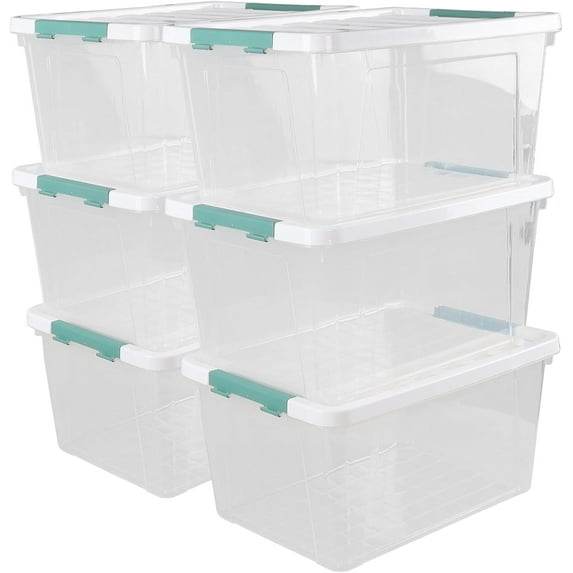 Xyskin 35 Quart Clear Large Storage Box, Plastic Storage Bins, Set of 6 ...