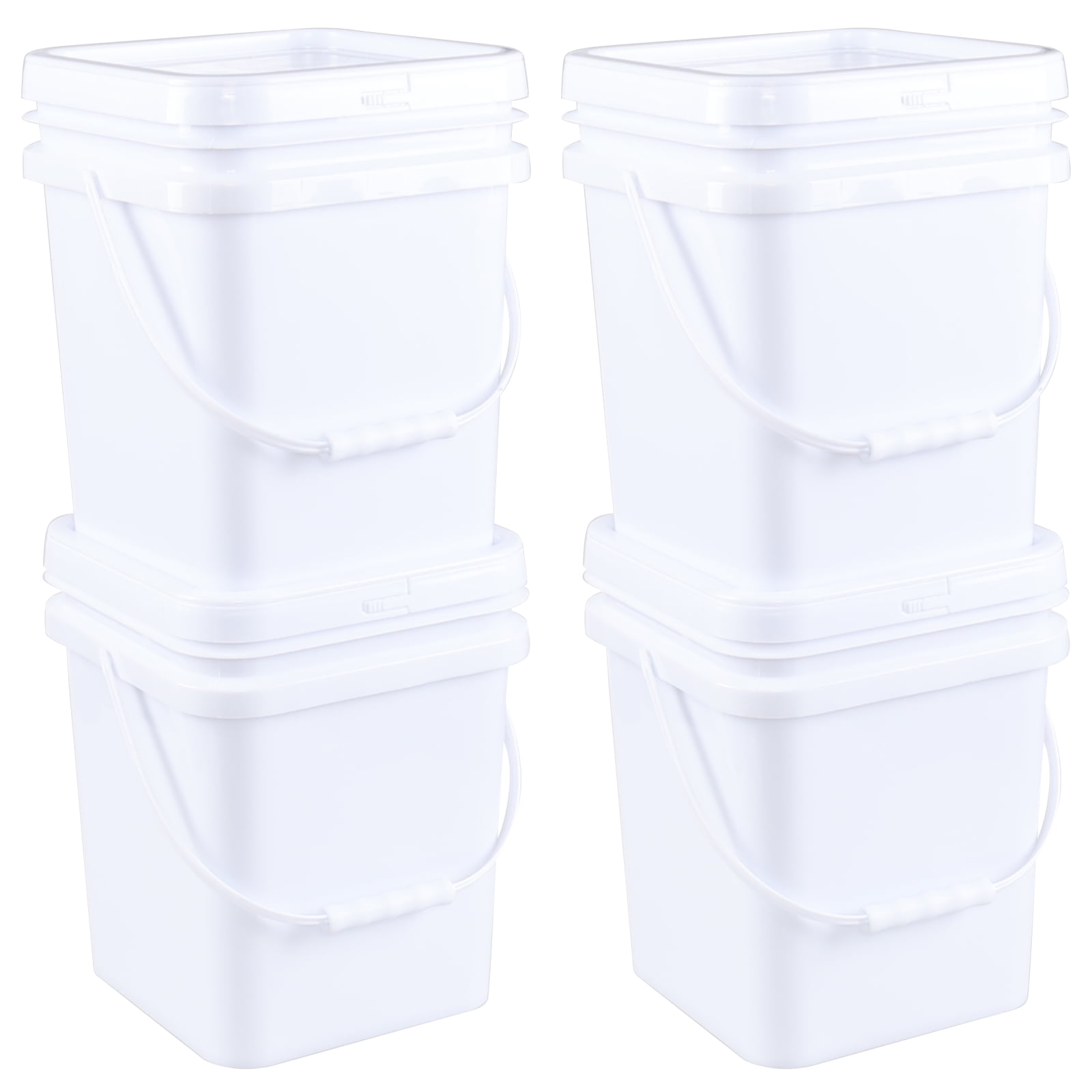 Xyskin 5 Gallon Plastic Buckets & Pails White, 4 Pack Durable Storage ...