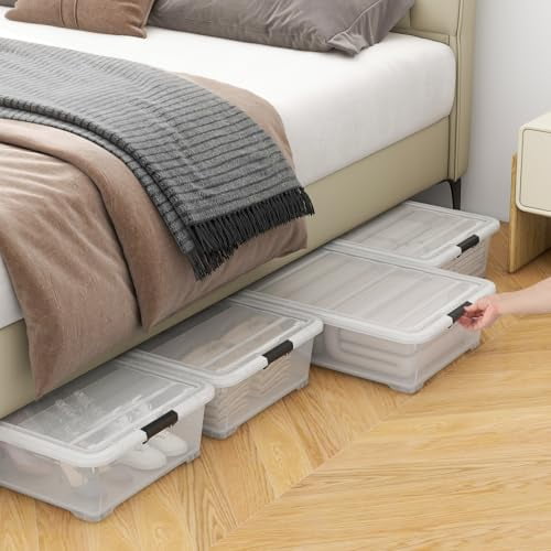 Xyskin 50 Quart Under-Bed Storage Container Organizer Bin with Latching ...