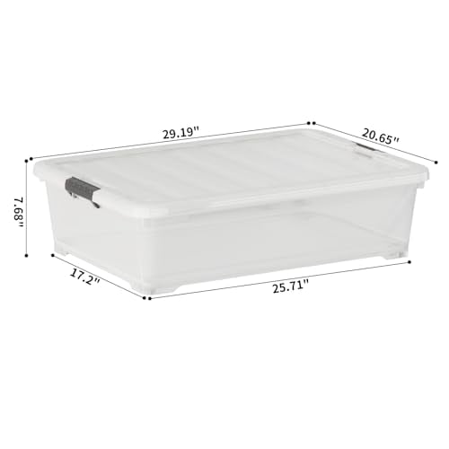 Xyskin 50 Quart Under-Bed Storage Container Organizer Bin with Latching ...