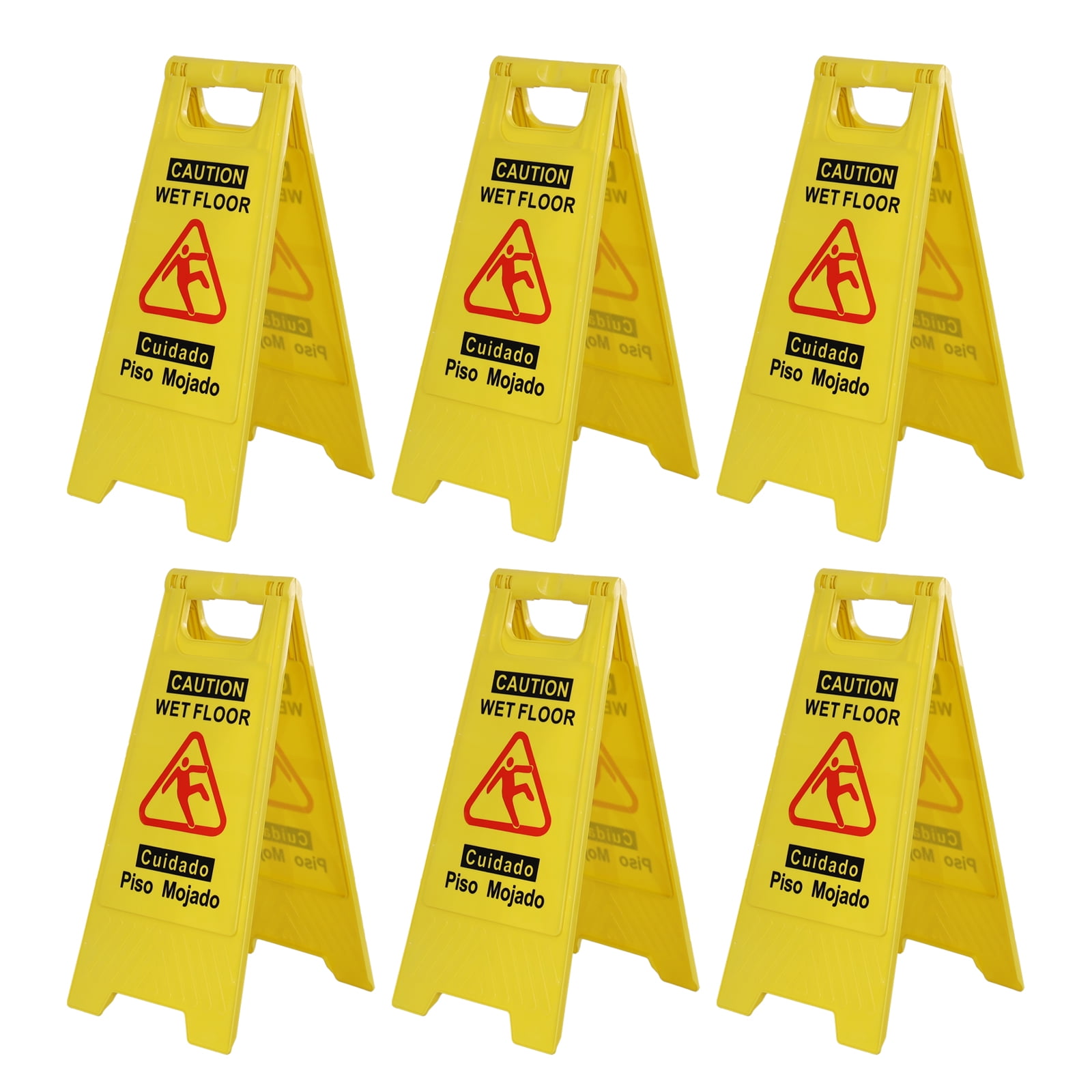 Xyskin 6-Pack Collapsible Bilingual Caution Wet Floor Sign, A Frame ...