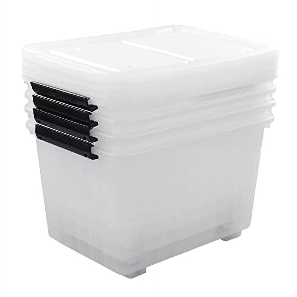 Xyskin Large Storage Bin with Buckle Down Lid, Clear Plastic Storage ...