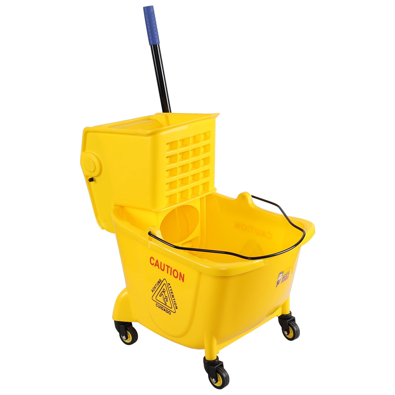 Xyskin Plastic Combo Bucket with Wringer on Wheels, Side-Press Mop ...